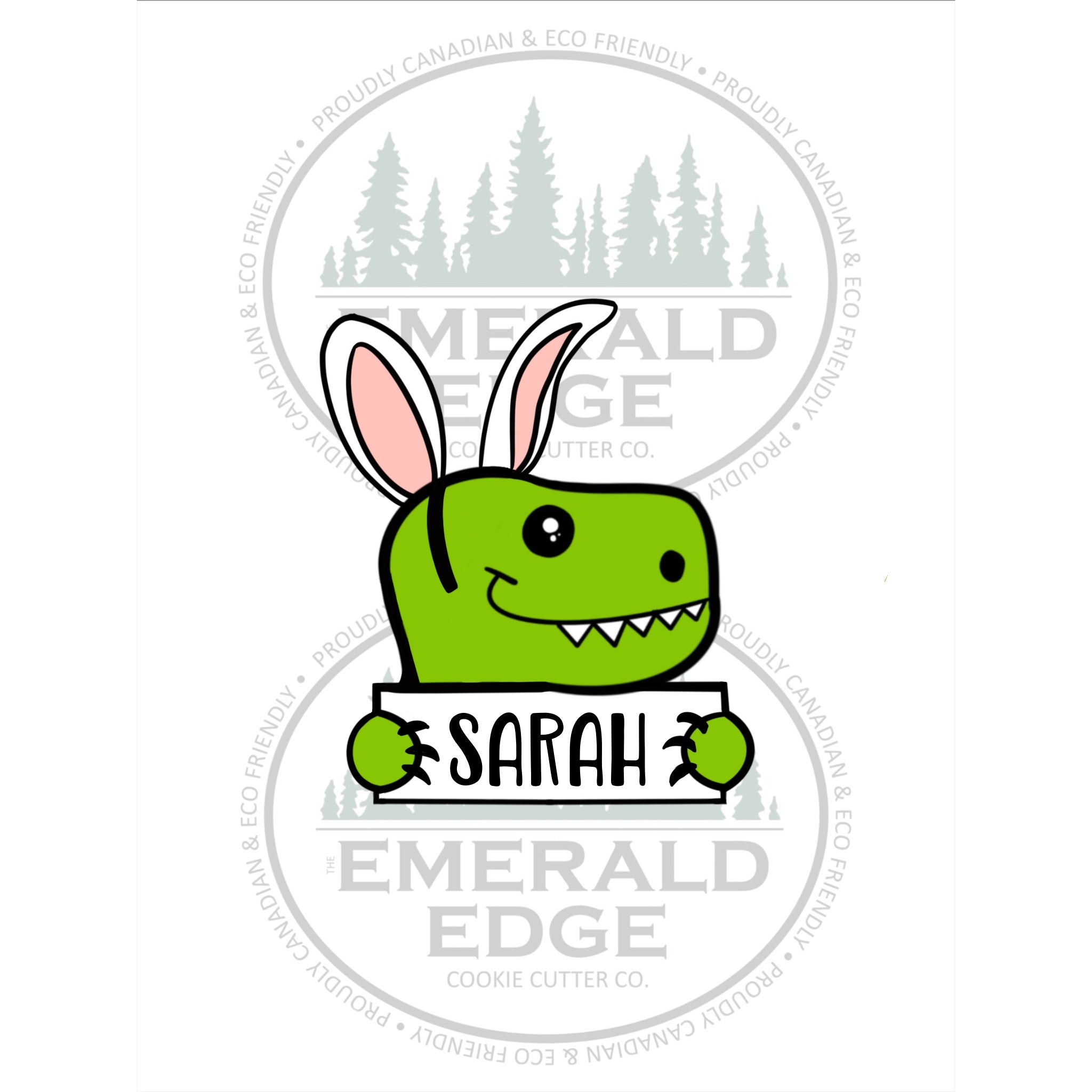 Sarahsaurus-Rex Bunny Ears Plaque – The Emerald Edge Cookie Cutter Co.